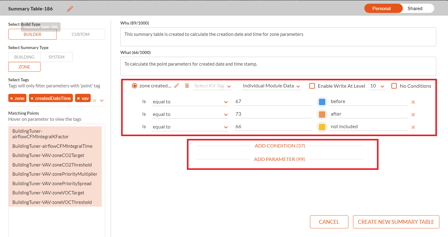 Summary Table - Common Framework – 75F Renatus