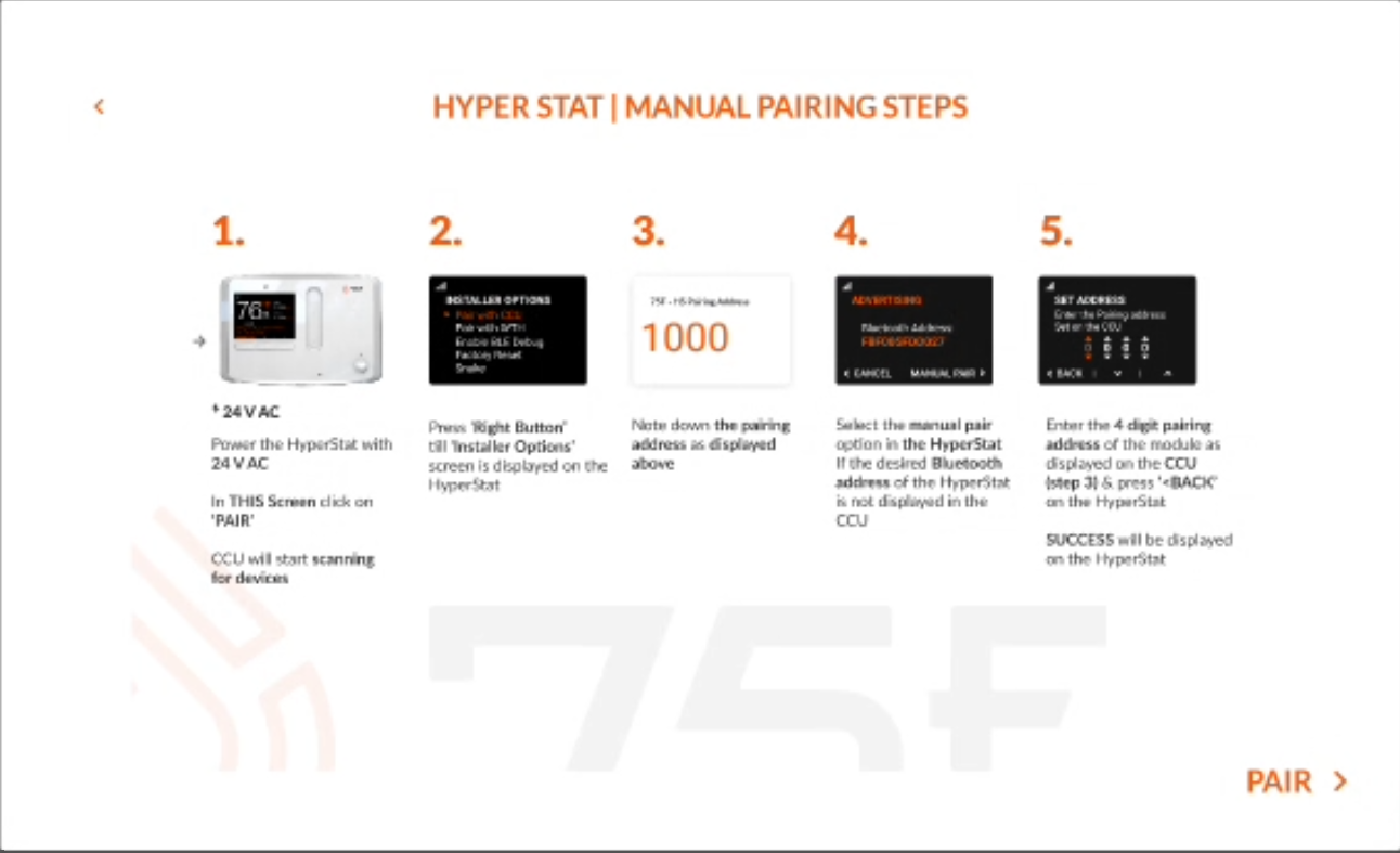 Alternate/Manual Pairing for HyperStat – 75F Home