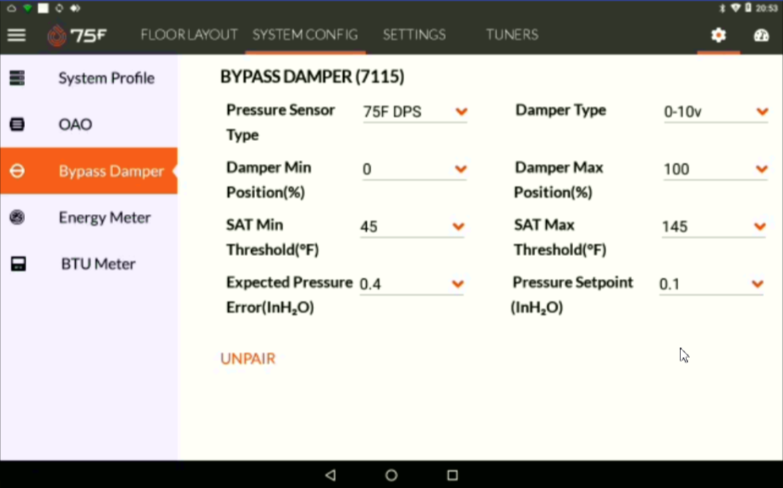 Bypass Damper as System Device – 75F Home
