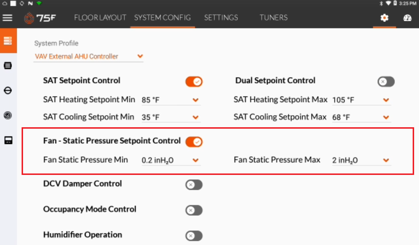 VAV External AHU Controller – 75F Home