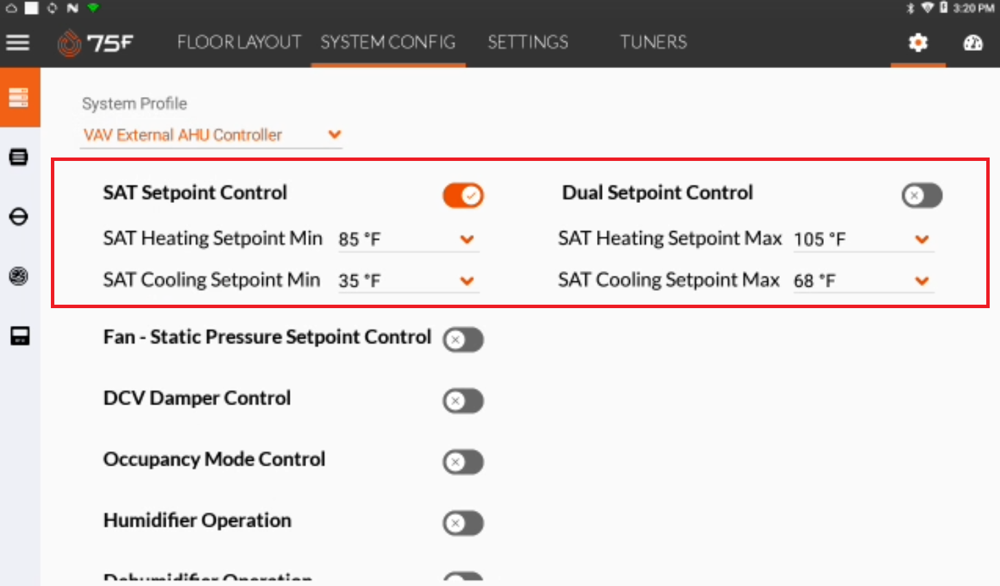 VAV External AHU Controller – 75F Home