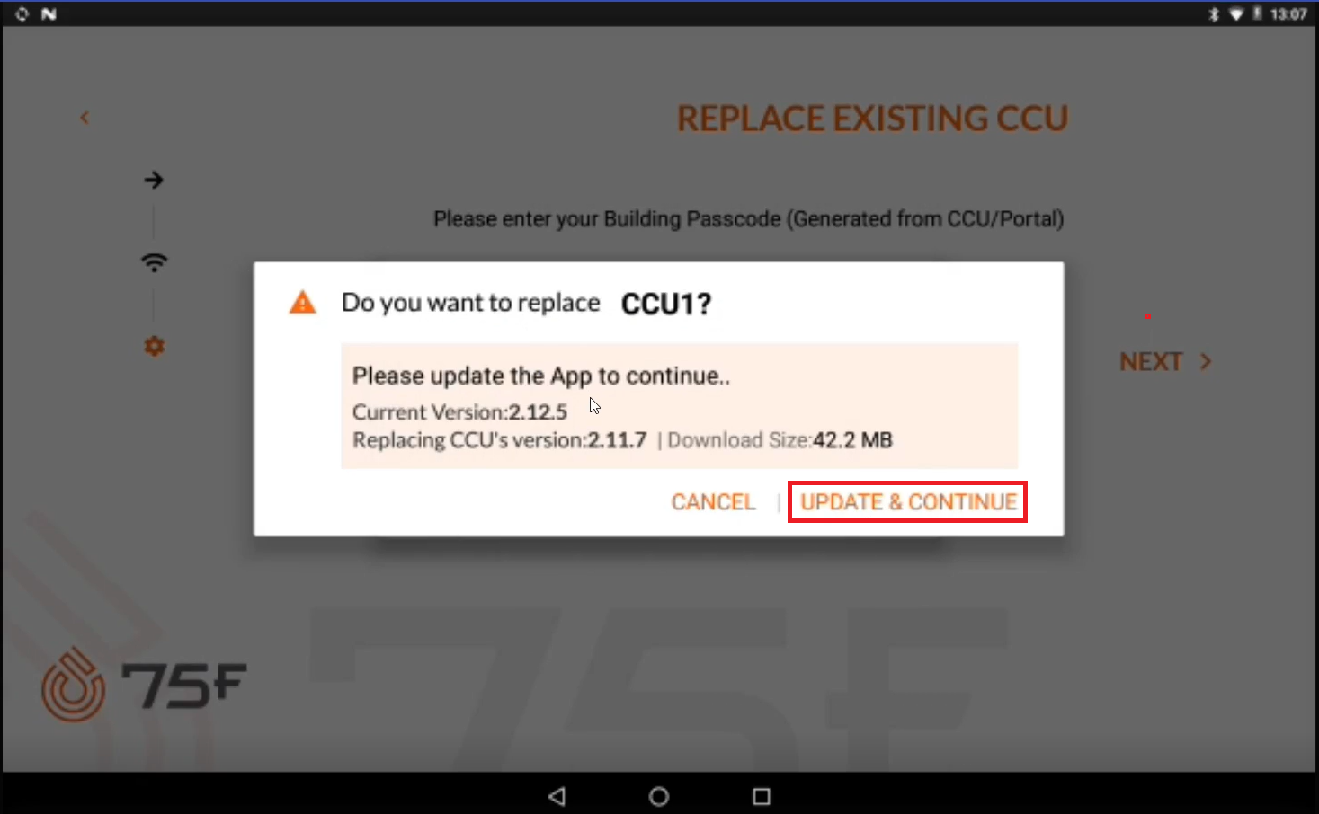 Replace an Existing CCU – 75F Home