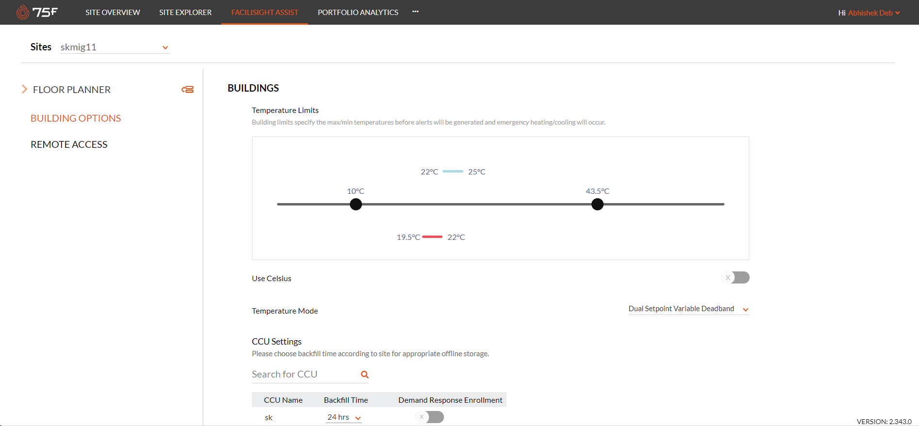 Temperature Modes - HyperStat/ HyperStat Split Connected to CCU – 75F Home