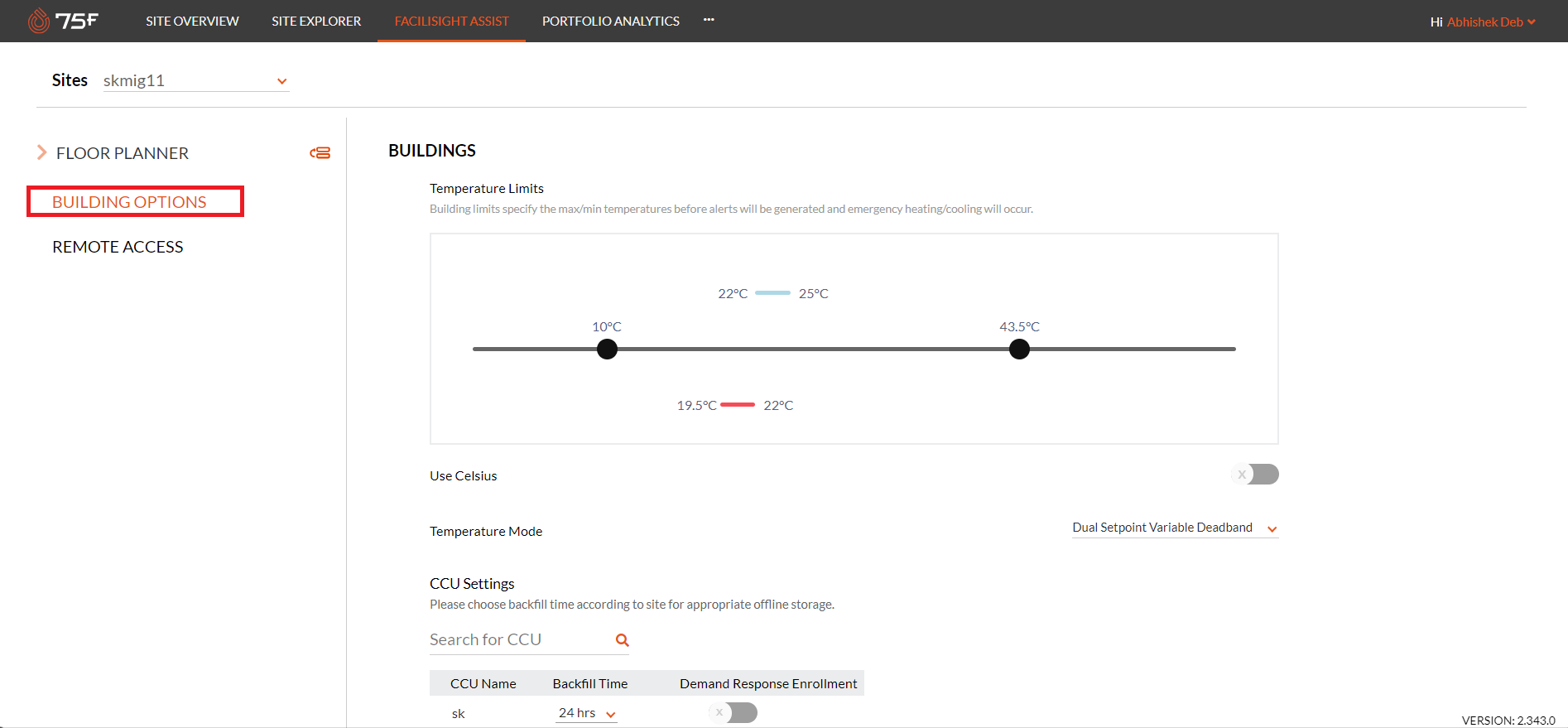 Temperature Modes - HyperStat/ HyperStat Split Connected to CCU – 75F Home