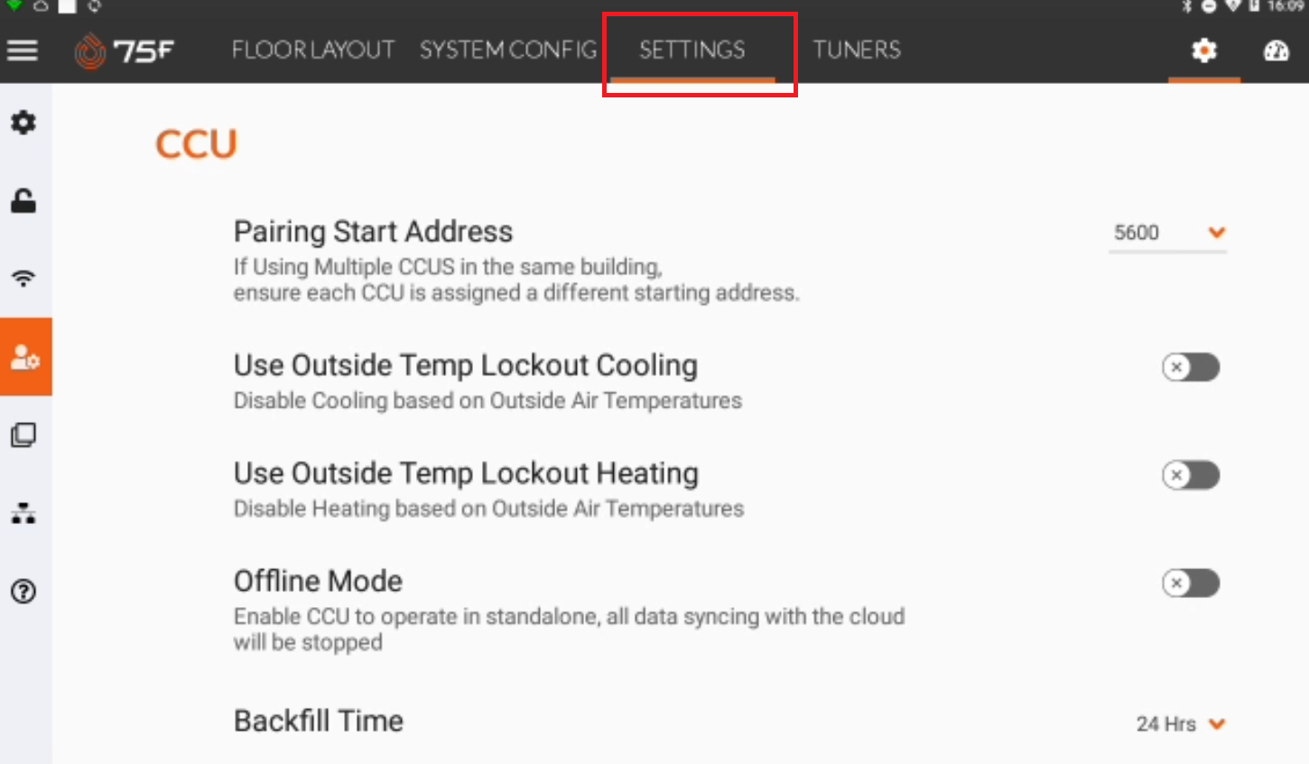 Temperature Modes - HyperStat/ HyperStat Split Connected to CCU – 75F Home