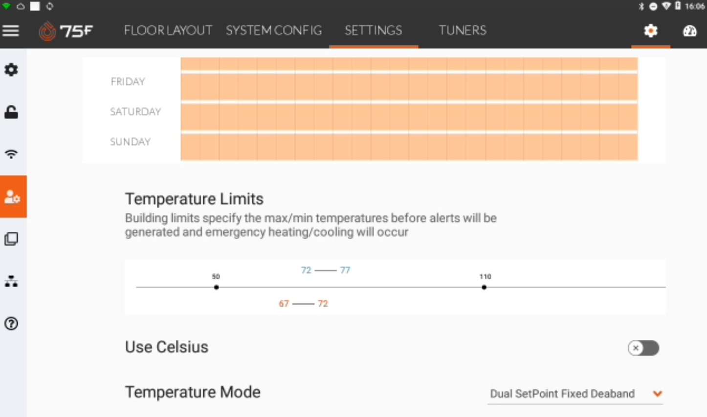 Temperature Modes - HyperStat/ HyperStat Split Connected to CCU – 75F Home