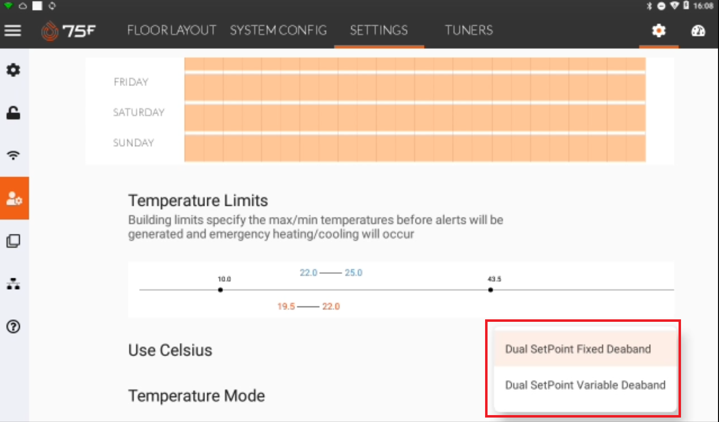 Temperature Modes - HyperStat/ HyperStat Split Connected to CCU – 75F Home