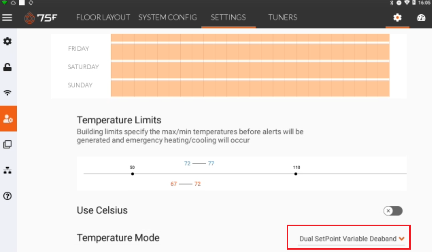 Temperature Modes - HyperStat/ HyperStat Split Connected to CCU – 75F Home