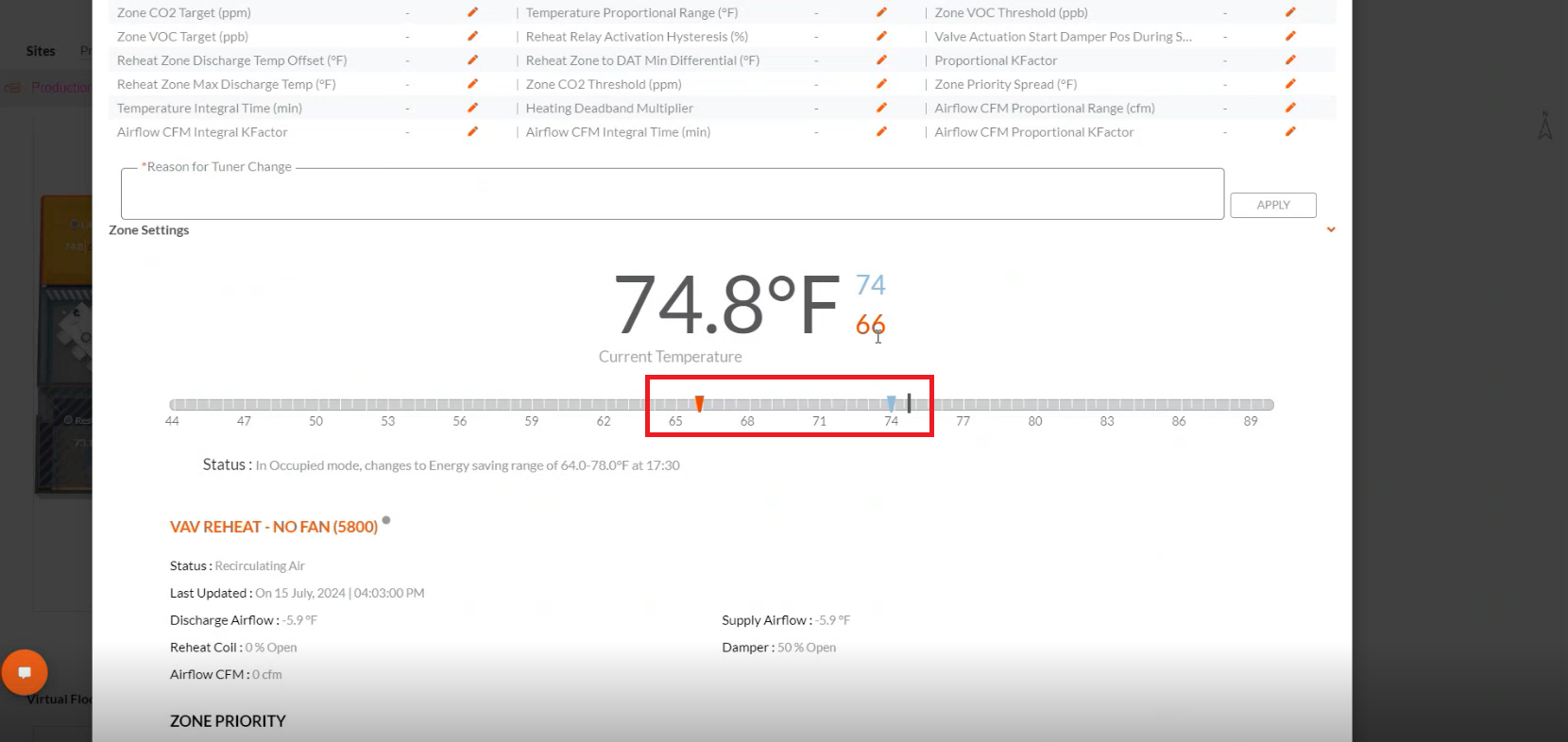 Temperature Modes - HyperStat/ HyperStat Split Connected to CCU – 75F Home