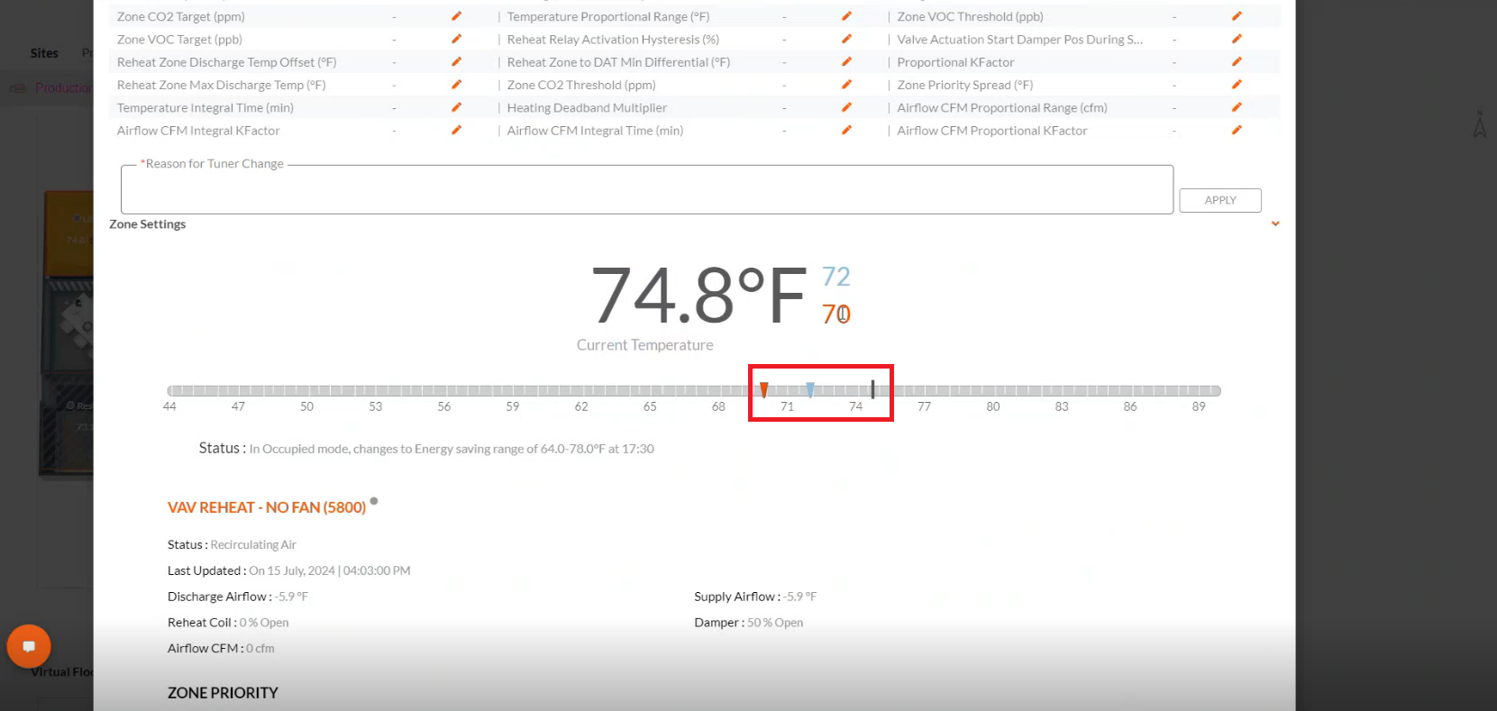 Temperature Modes - HyperStat/ HyperStat Split Connected to CCU – 75F Home